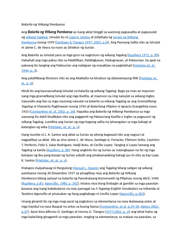 Balarila NG Wikang Pambansa | PDF