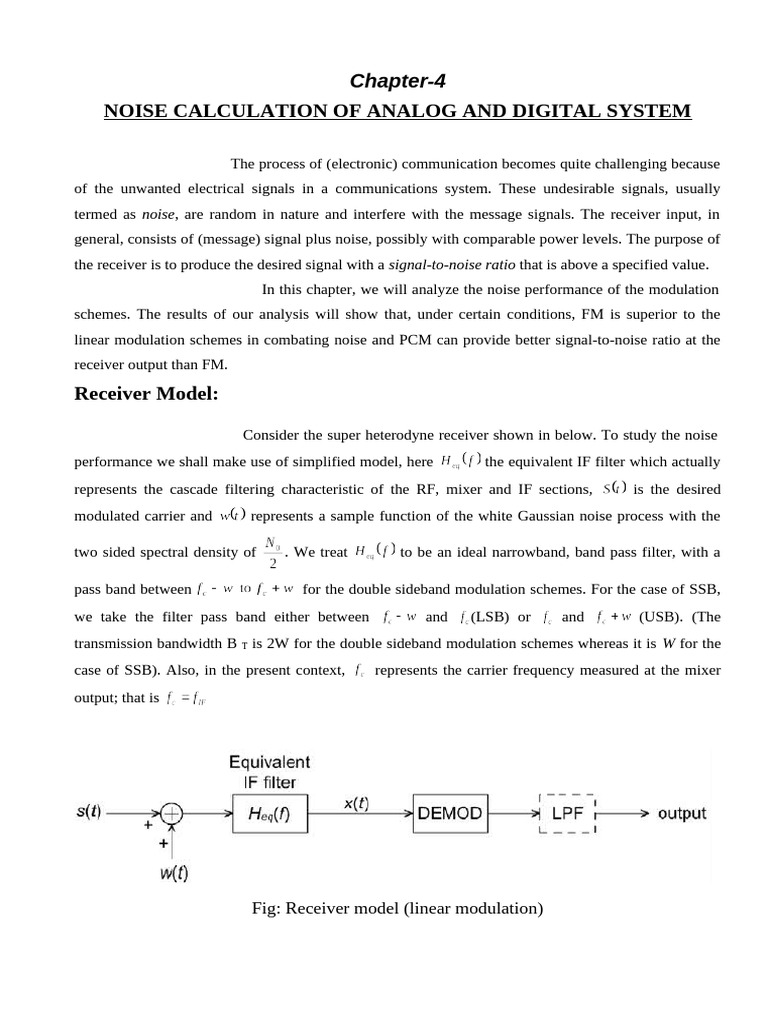 Chapters IV & v - Noise Calculations and Receivers | PDF | Frequency Modulation | Signal To ...