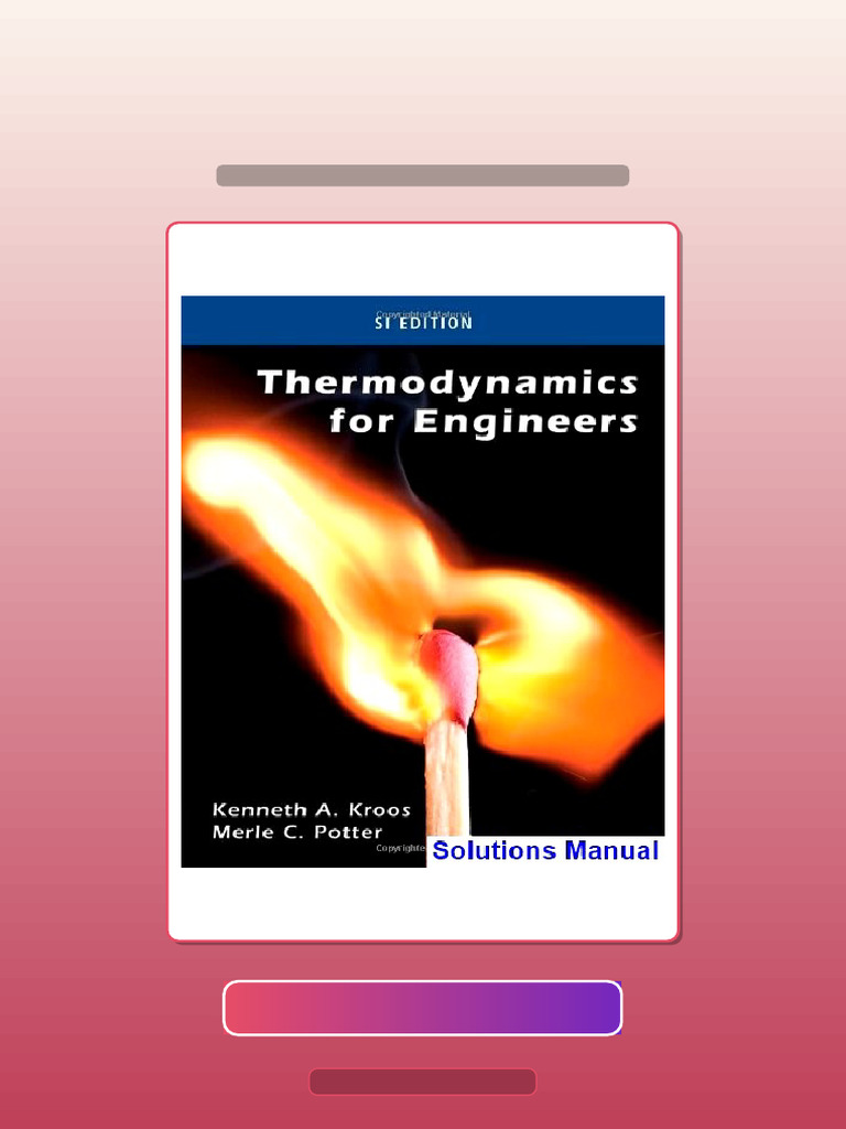 Thermodynamics For Engineers SI Edition 1st Edition Kroos Instructor ...