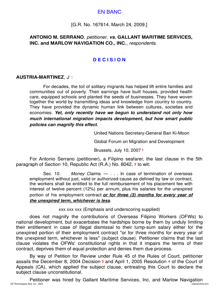 Serrano v. Gallant Maritime Services, Inc. | PDF | Employment ...
