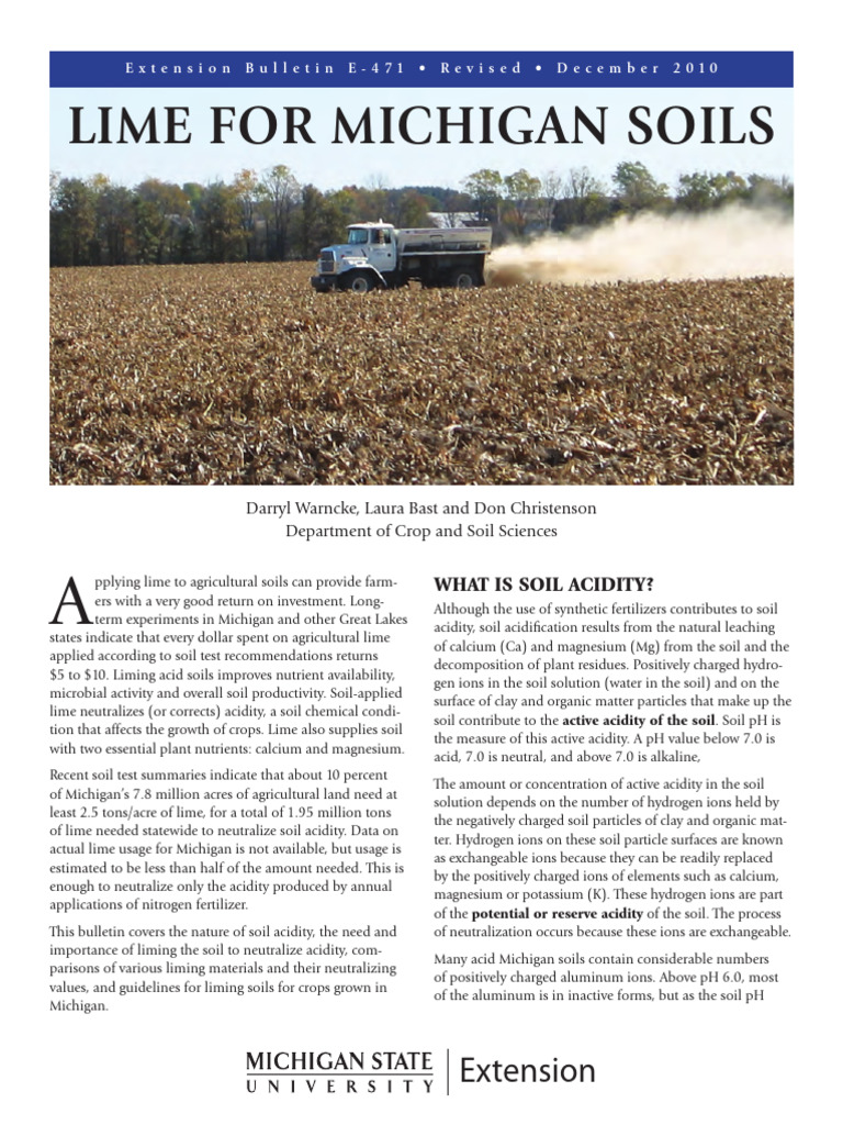 Lime Application for Michigan Soils | PDF | Soil | Limestone