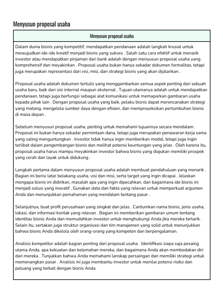 Menyusun Proposal Usaha | PDF