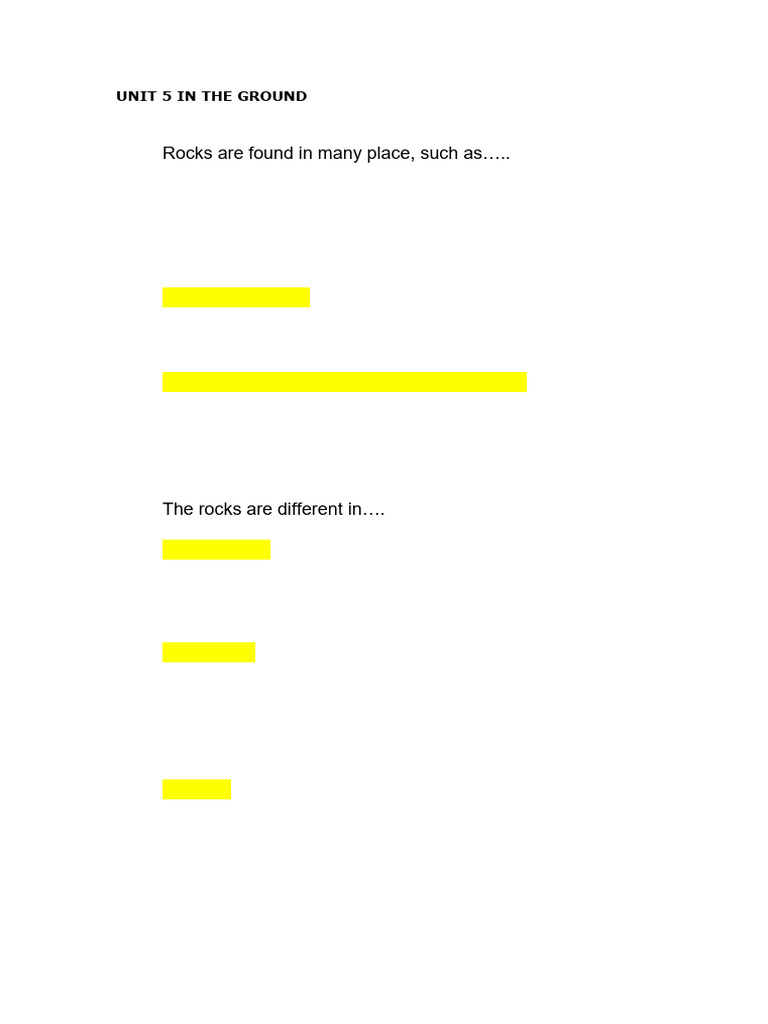 Science Unit 5 in The Ground | PDF