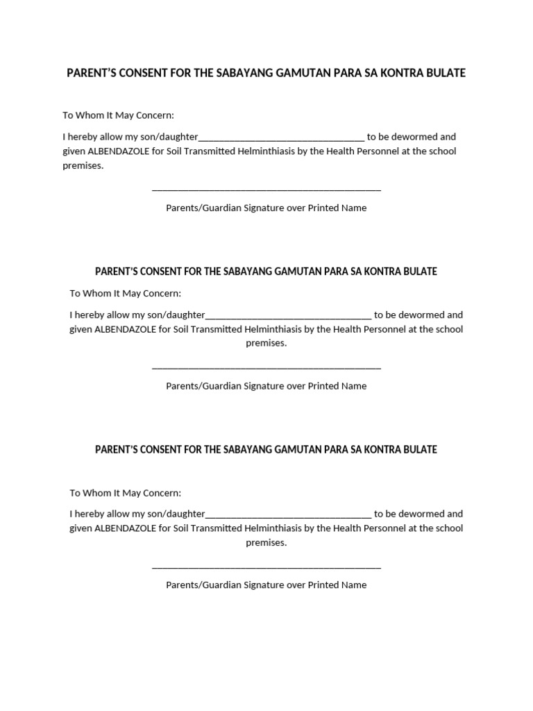 Deworming Consent | PDF