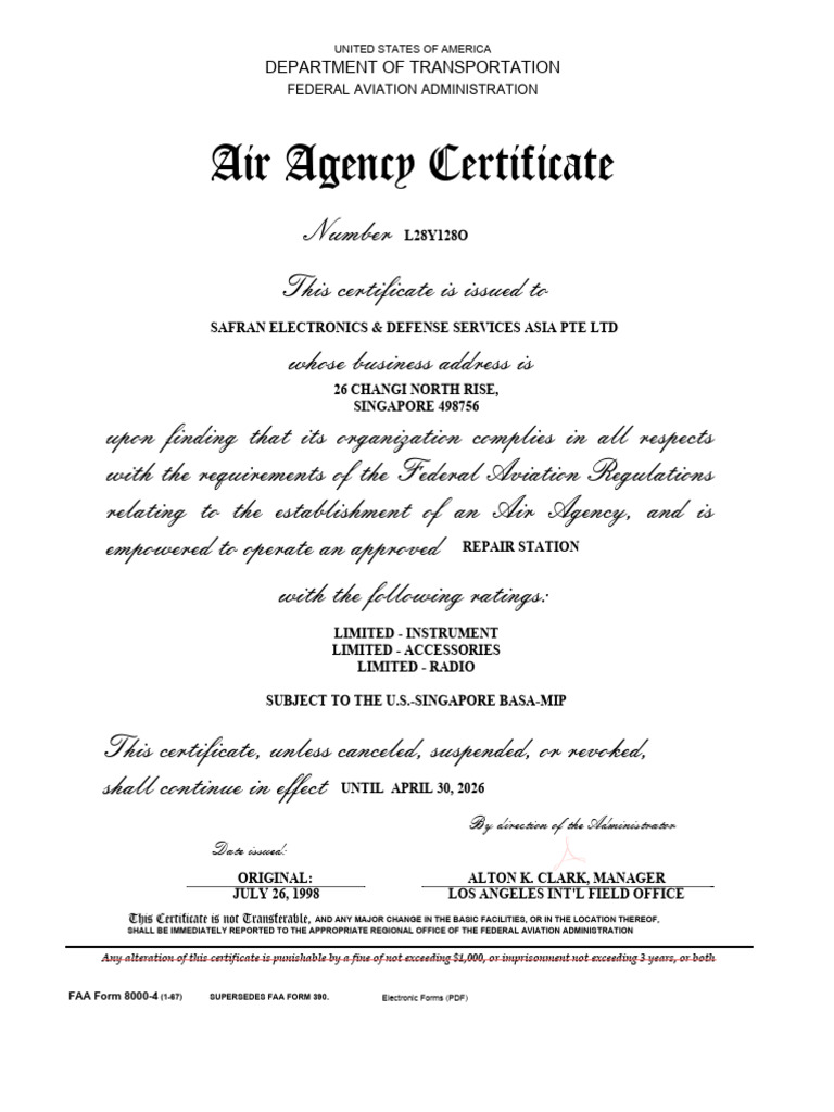 FAA Operations Specifications for Safran | PDF | Federal Aviation ...