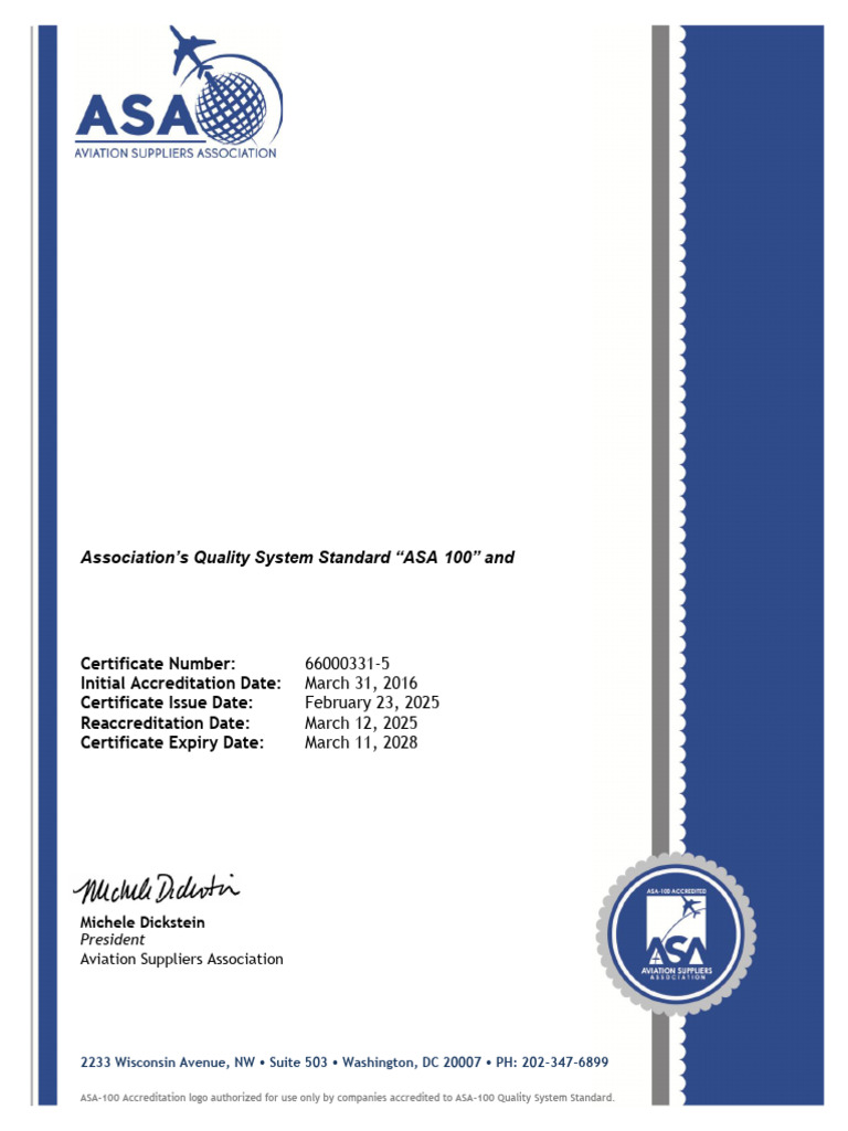 ASA-100 Certification for VSE Aviation | PDF