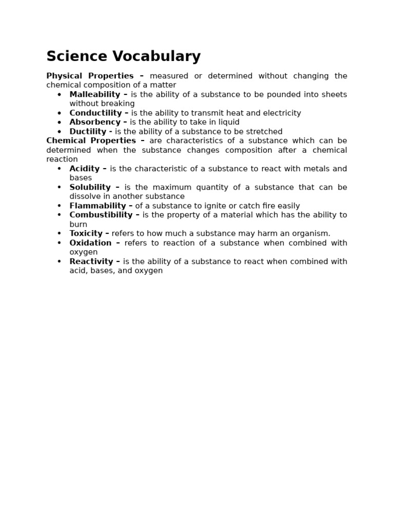Key Science Vocabulary Terms Explained | PDF