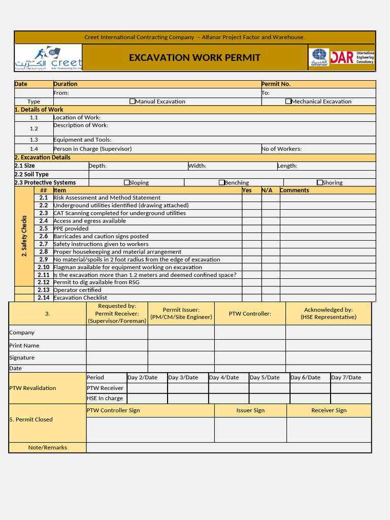 3.excavation Work Permit | PDF
