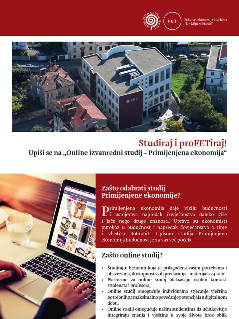 Online Izvanredni Studij - Primijenjena Ekonomija FET Flyer 2023 200x145 | PDF