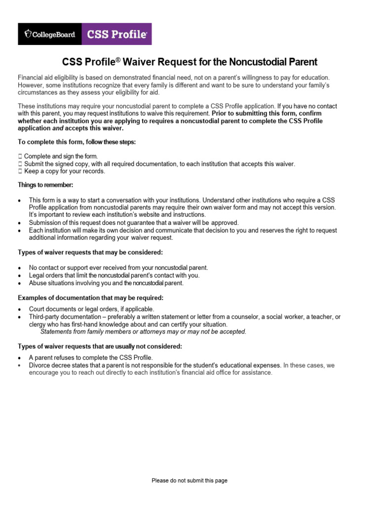 Non Custodial Waiver-Compressed | PDF | Child Support | Divorce