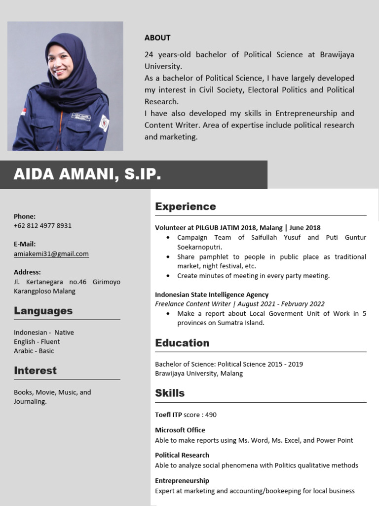 CV - Aida Amani | PDF