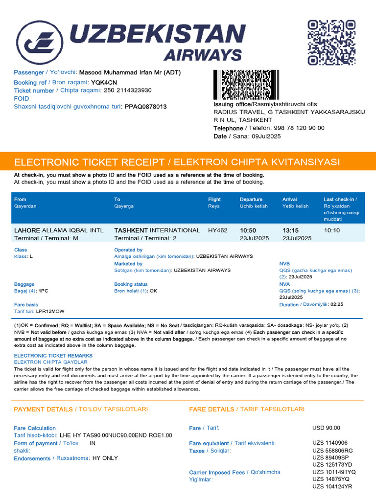 Your Electronic Ticket-EMD Receipt | PDF | Transport
