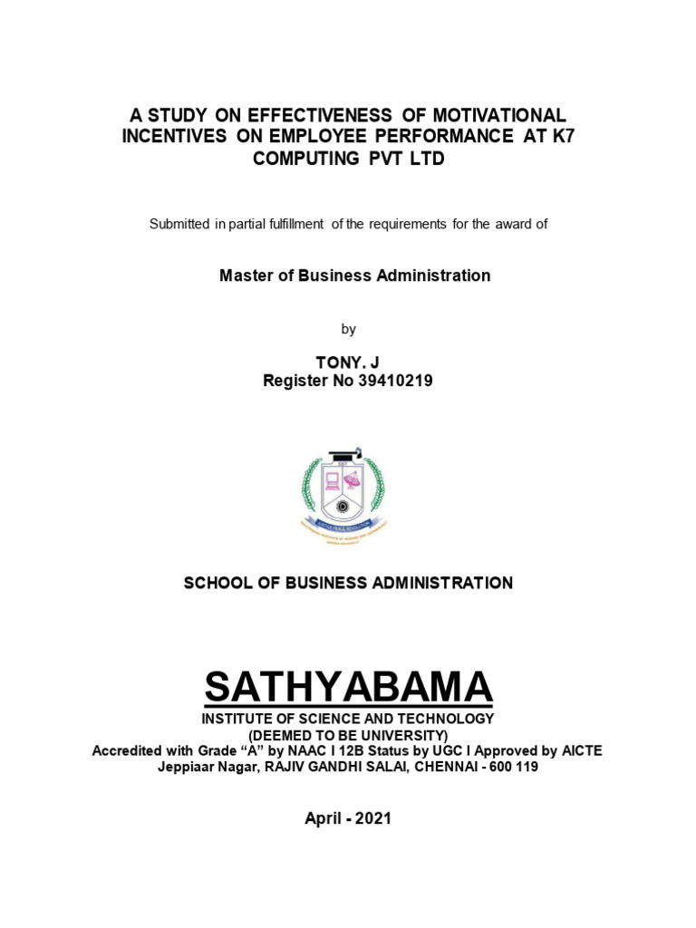 Mba Mba Batchno 213 | PDF | Incentive | Motivation