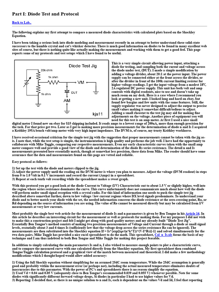 Kjs Crystal Radio, Diode Model1 | PDF | Diode | Electrical Engineering