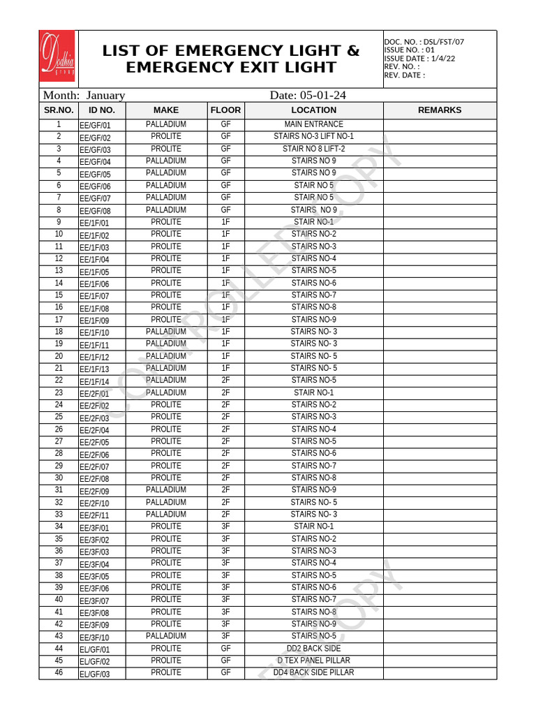 Fst-7 List of Emergency Light & Emergency Exit Light | PDF ...
