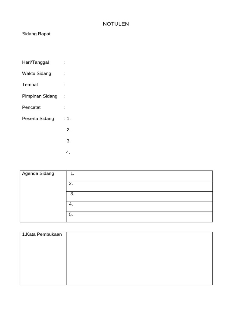 Format Notulen Rapat Kosong | PDF