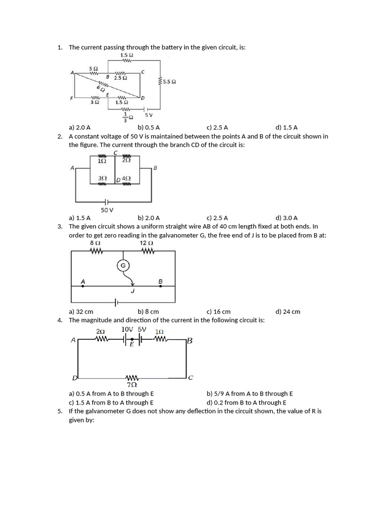 Circuit Analysis and Current Calculations | PDF | Electronic ...
