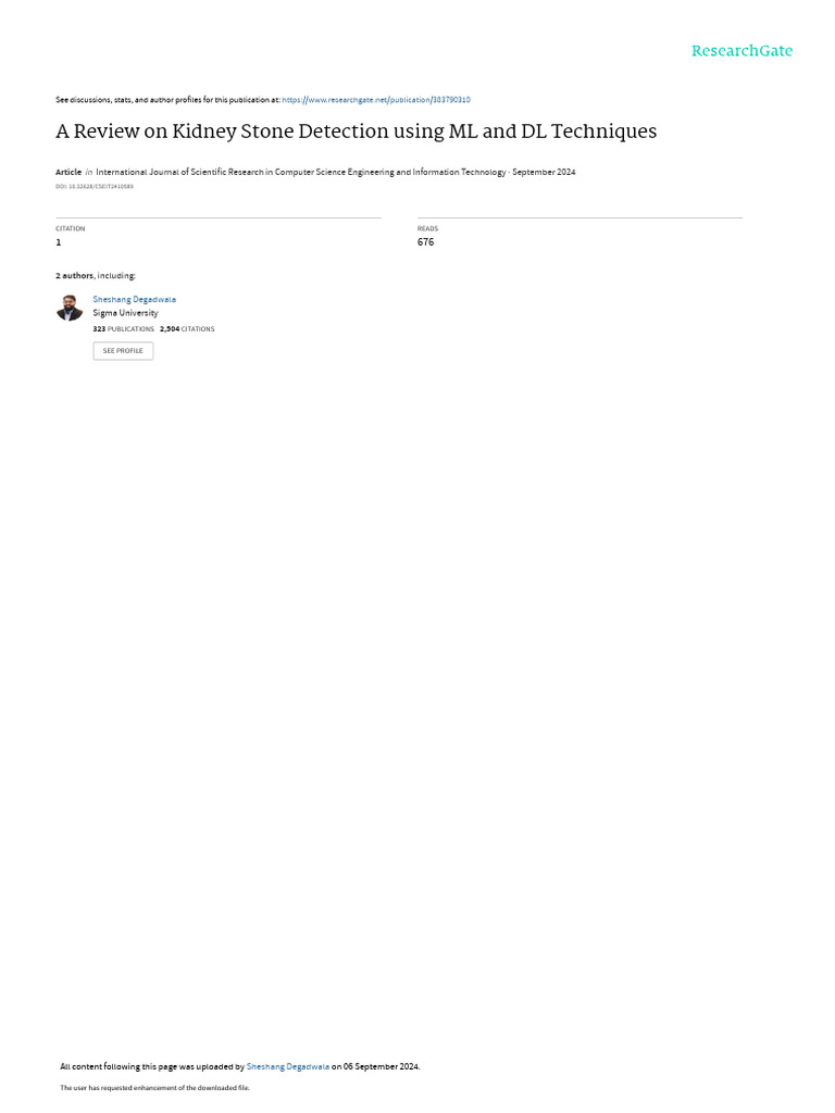 A Review On Kidney Stone Detection Using ML and DL Techniques | PDF | Machine Learning ...