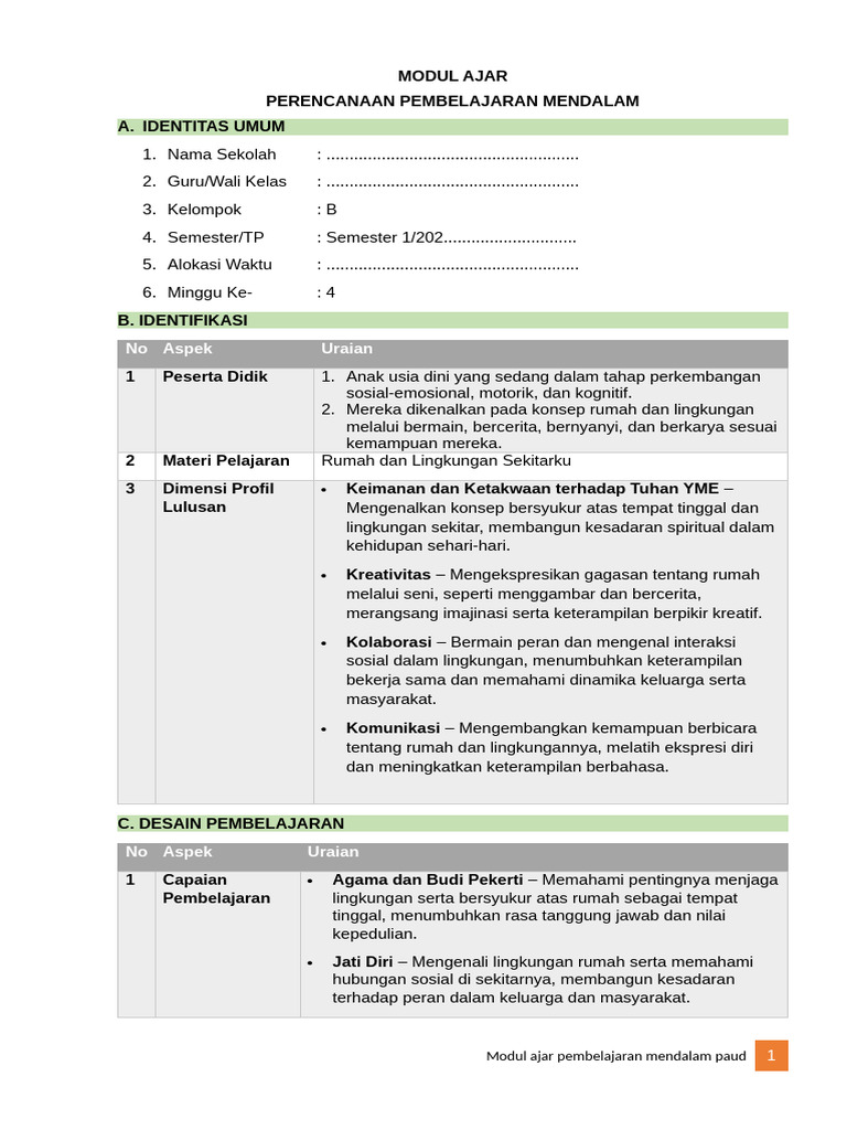 B S1 Minggu 4 Rumah Dan Lingkungan Sekitarku | PDF