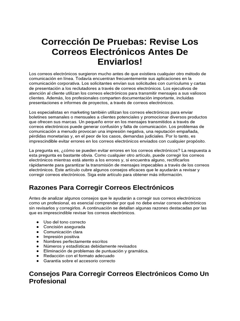 Proofreading - Review Emails Before Sending - Spanish | PDF ...