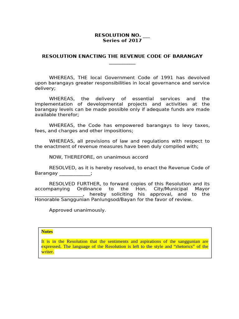 Model Barangay Revenue Code | PDF | Taxes | Fine (Penalty)