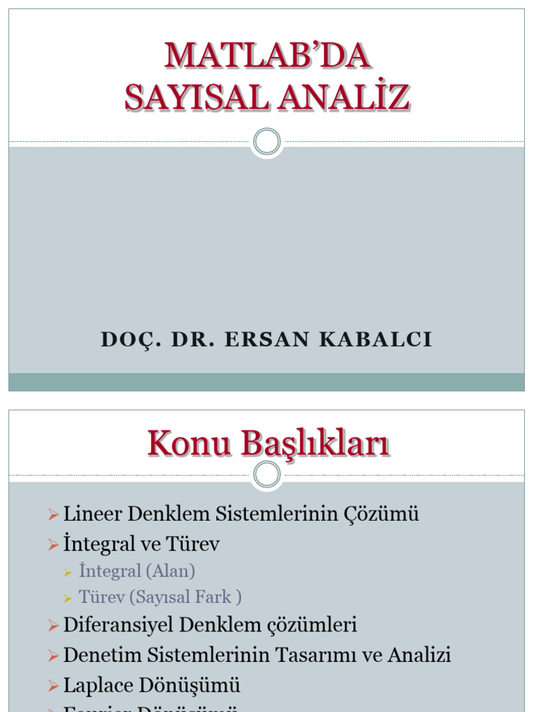 Matlabda Sayisal Analiz | PDF
