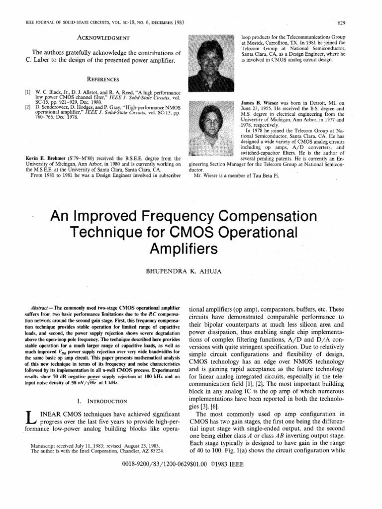 Ahuja Compensation | PDF | Amplifier | Operational Amplifier