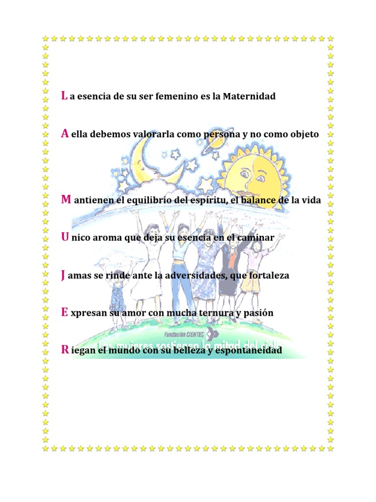 Acrostico de La Mujer | PDF | Deportes y actividades al aire libre