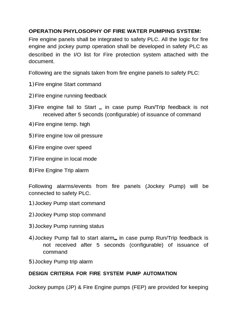 Control Logic For Fire Water Pumping System | PDF | Programmable Logic Controller | Fire Engine
