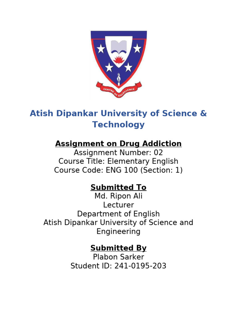 English Assignment (Drug Addiction) | PDF