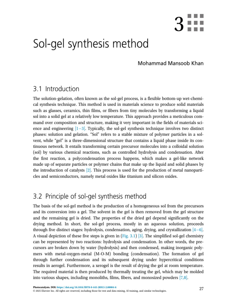 Sol-Gel Synthesis Method Explained | PDF | Gel | Materials Science