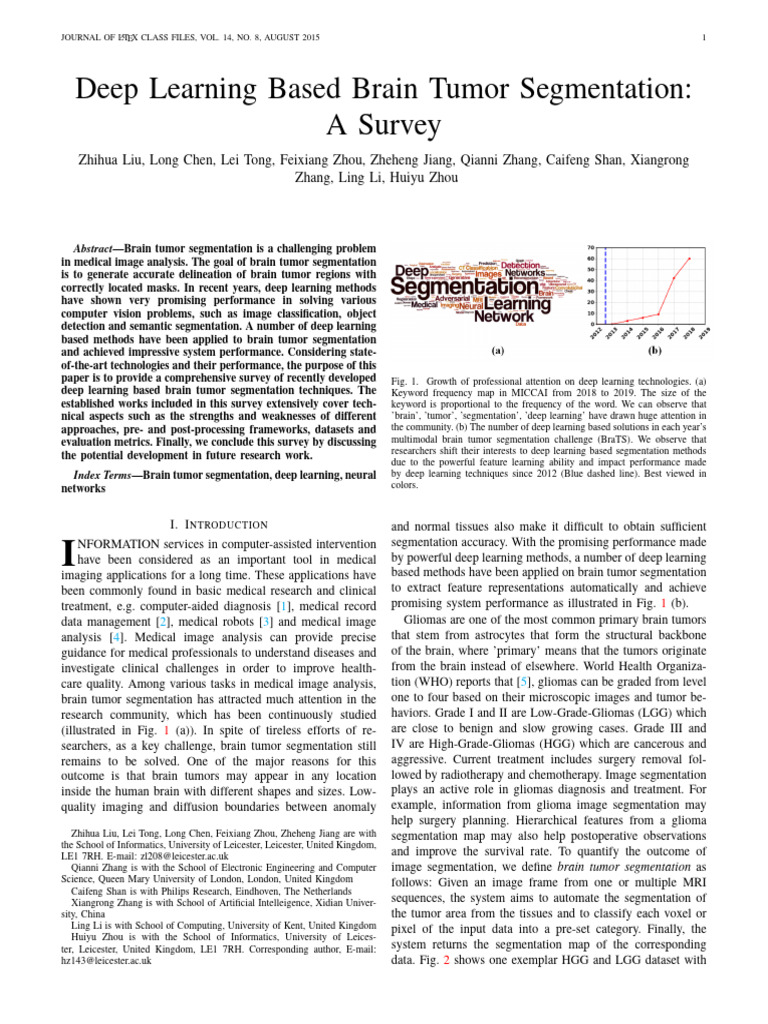 Deep Learning Based Brain Tumor Segmentation: A Survey | PDF | Deep ...