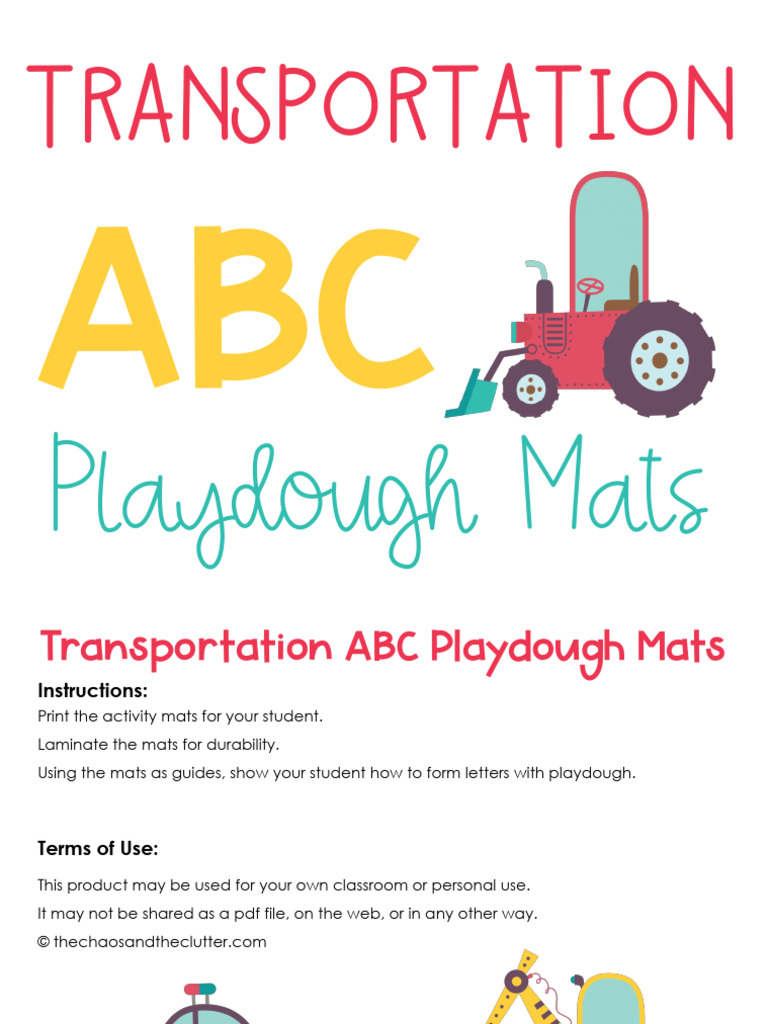 Transportation ABC Playdough Mats | PDF | Vehicles