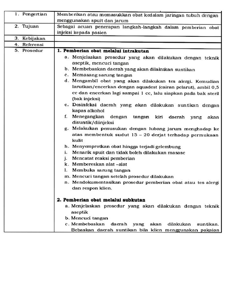 Sop Injeksi | PDF