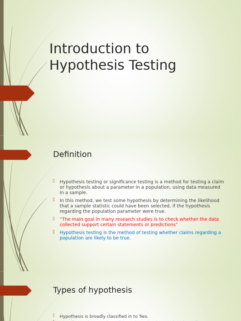 Understanding Hypothesis Testing Basics | PDF | P Value | Type I And ...