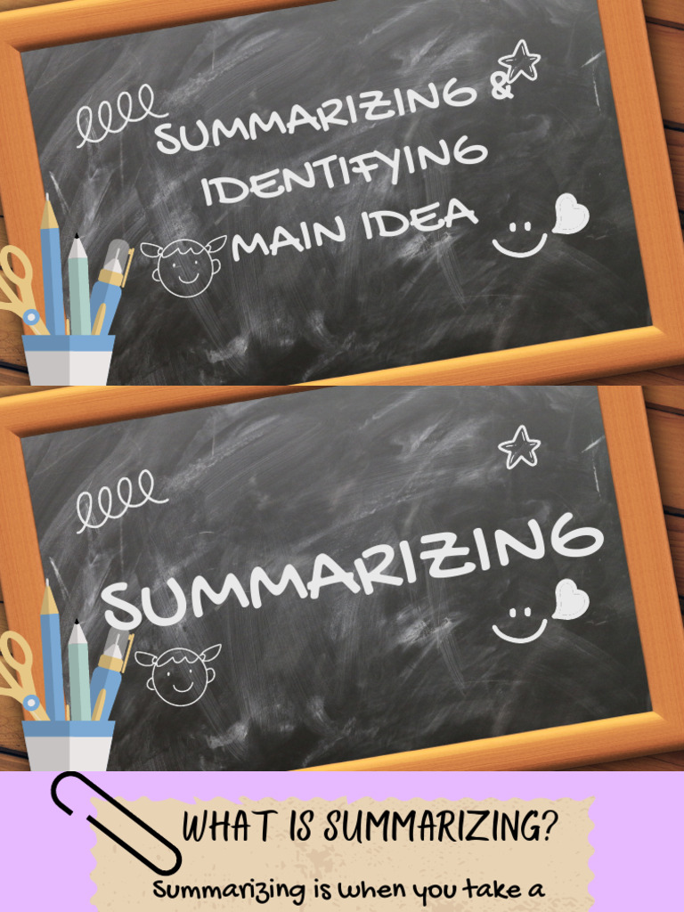 Summarizing and Identifying Main Idea | PDF