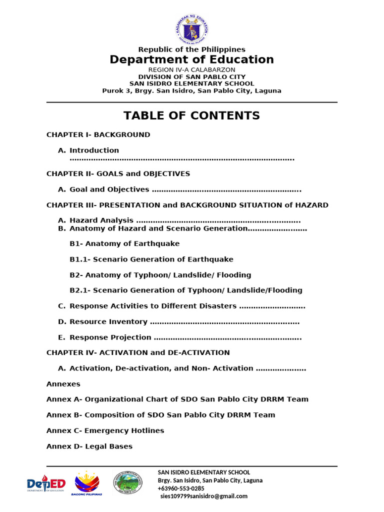 SIES DRRM-Contingency Plan 2025 | PDF | Earthquakes | Hazards