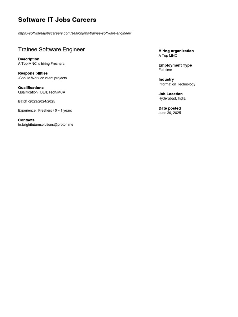 A Top MNC Trainee Software Engineer June 30 2025 | PDF