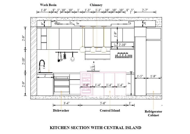 Kitchen Section With Central Island: Chimney Wash Basin | PDF