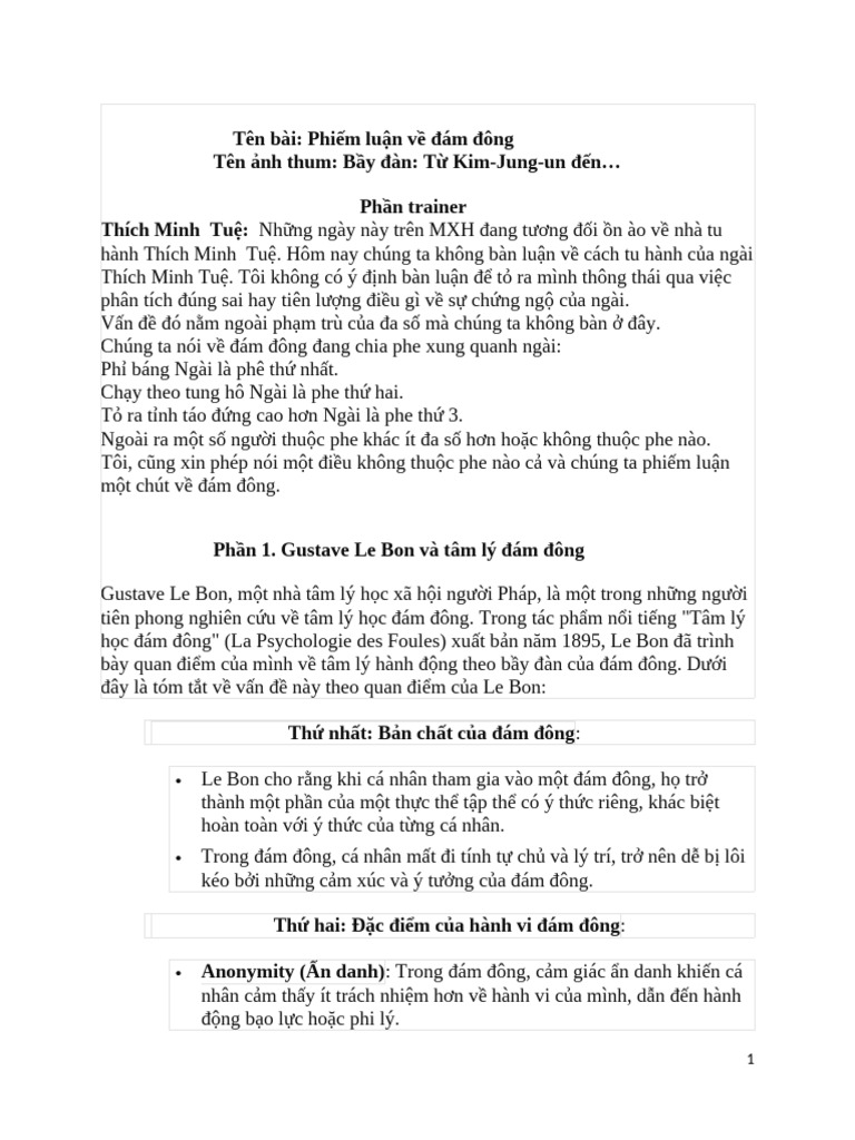 Tam Ly Dam Dong | PDF