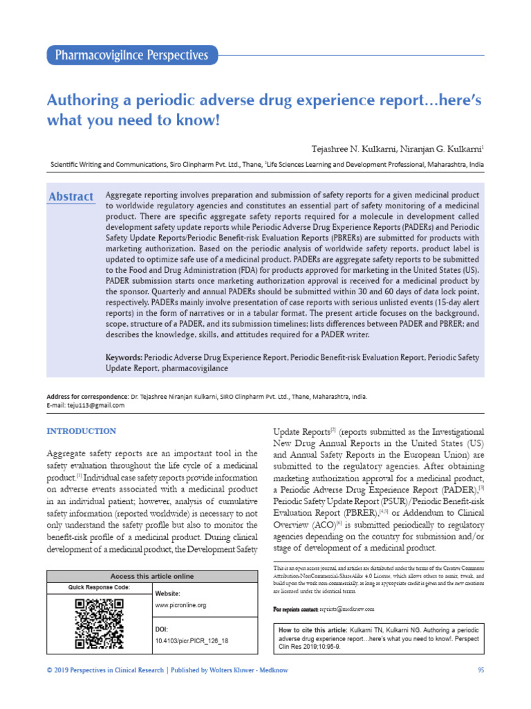 Understanding Periodic Adverse Drug Reports | PDF | Pharmacovigilance ...