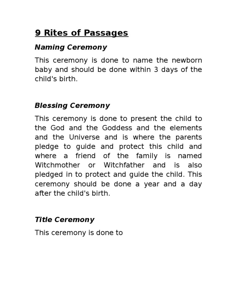 9 Traditional Rites of Passage | PDF | Religious Behaviour And ...