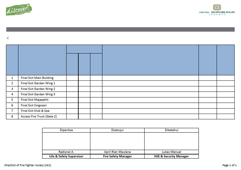 Checklist of Fire Fighter Access (A4) v01 | PDF