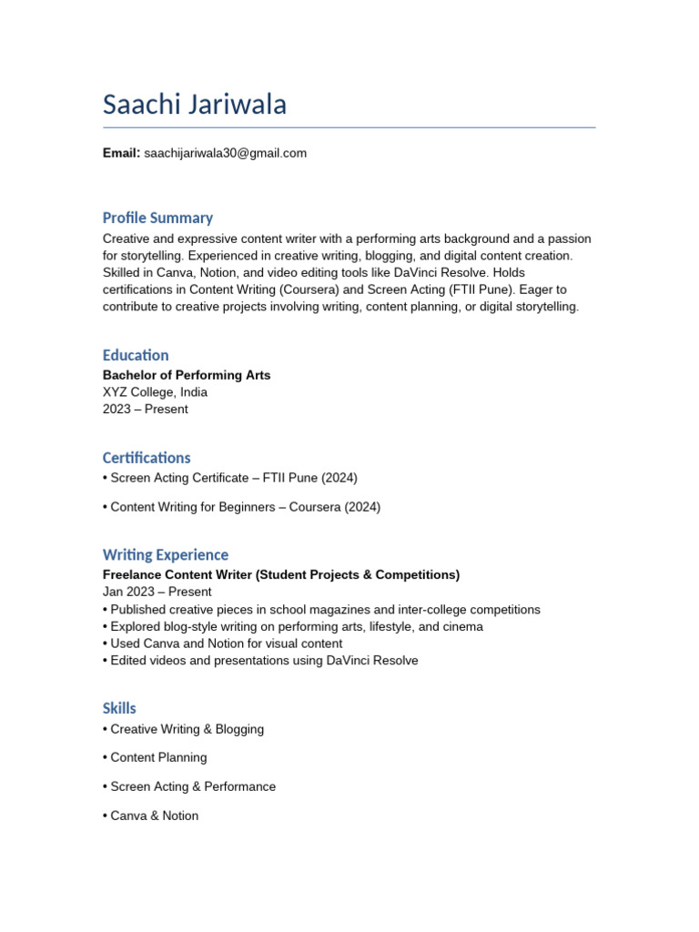 Saachi Jariwala Resume | PDF