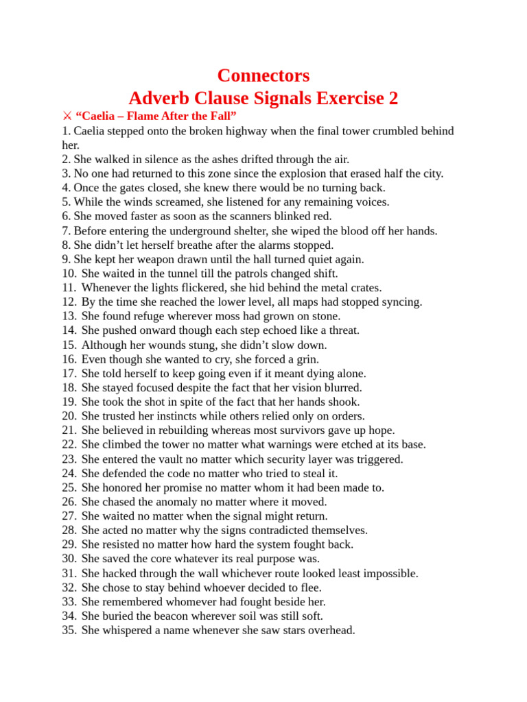 Connectors - Adverb Clauses Ex 2 | PDF
