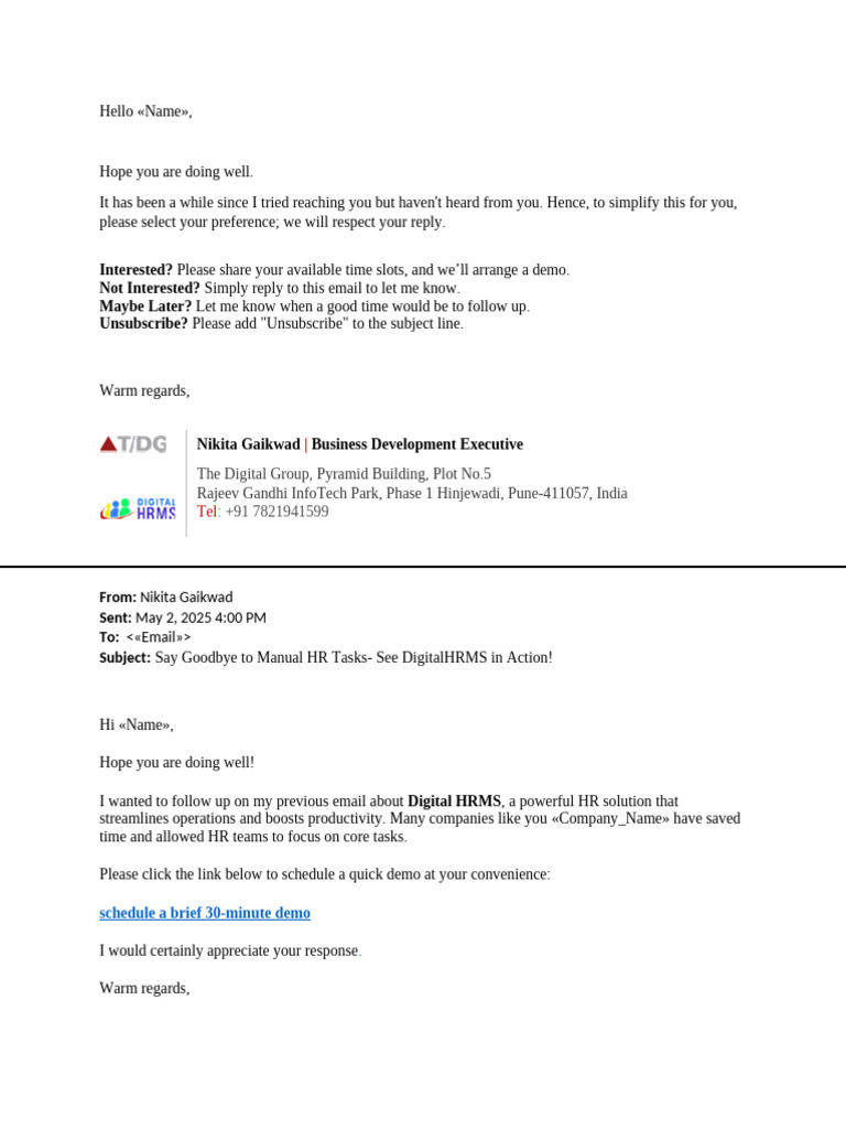 Hrms 2nd Followup Template | PDF | Business | Computing