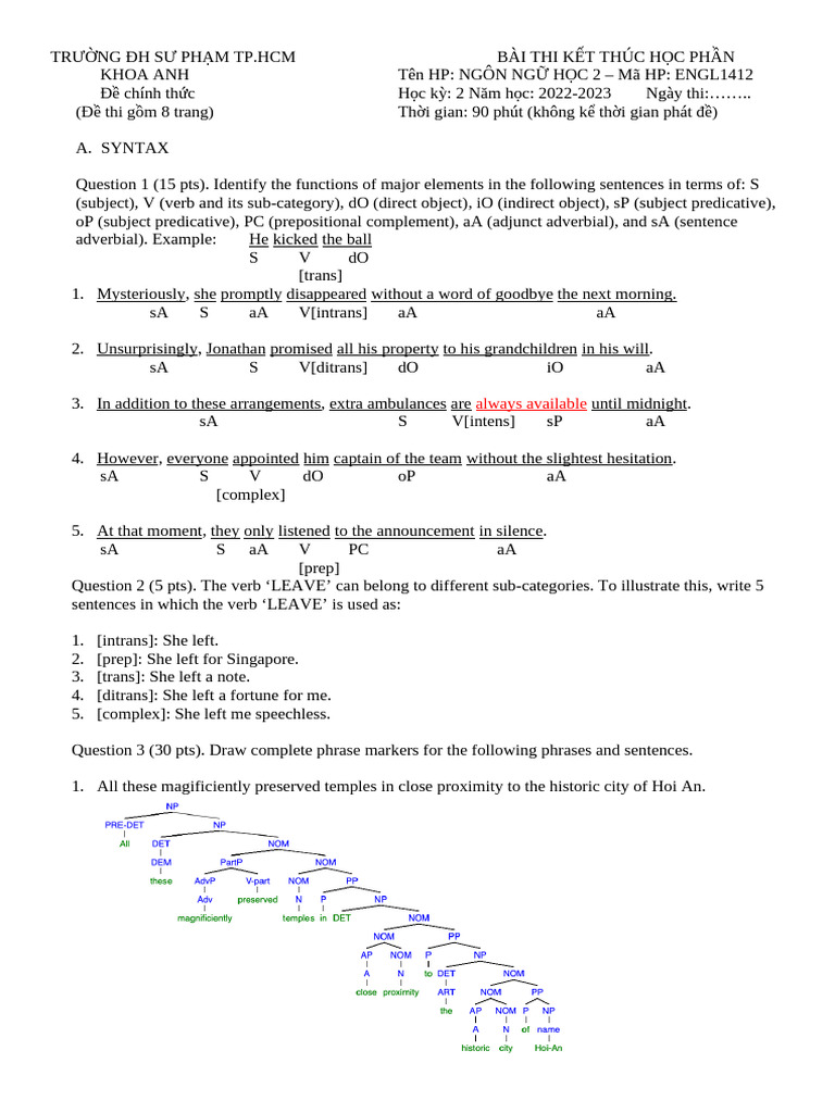ĐỀ THI LING2 2022 2023 6 | PDF | Semantics | Interpretation (Philosophy)