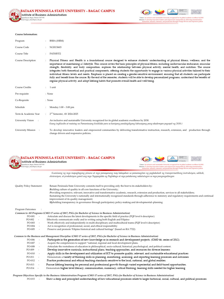 HRM1 (Bsba) Pedu0222 | PDF | Physical Fitness | Learning