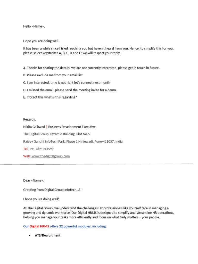 Hrms Templ Followup With Modules | PDF