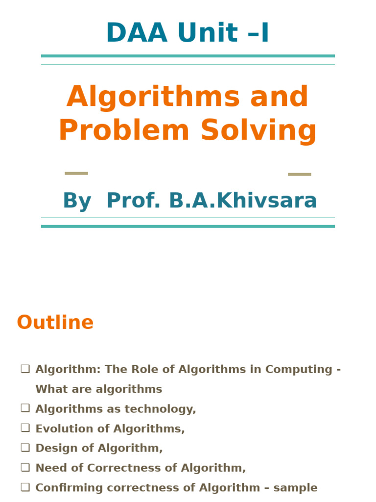 DAA - Unit I Student | PDF | Time Complexity | Computational Complexity ...